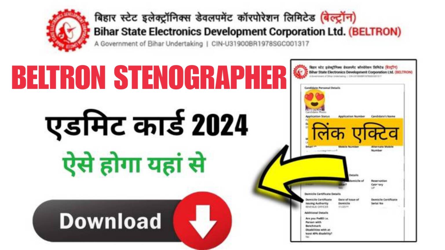 Bihar Beltron Stenographer Admit Card 2024 : बिहार बेल्ट्रॉन ...